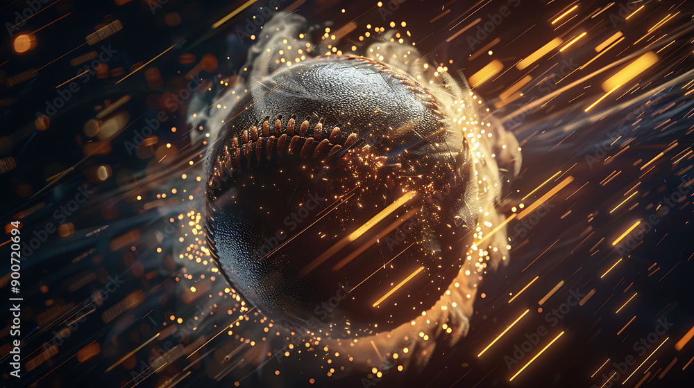 Dynamic Motion of a Spinning Baseball Captured in Crisp Detail Against ...