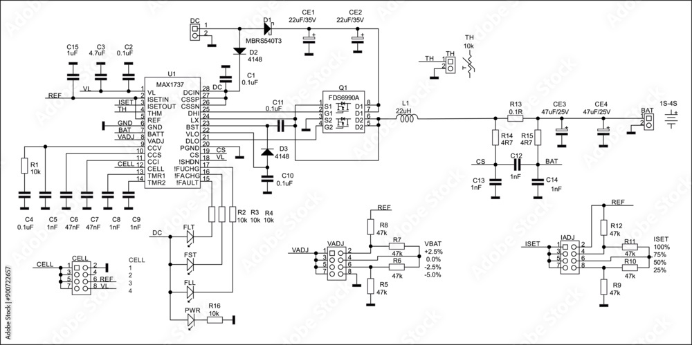 Technical schematic diagram of electronic device. Vector drawing ...