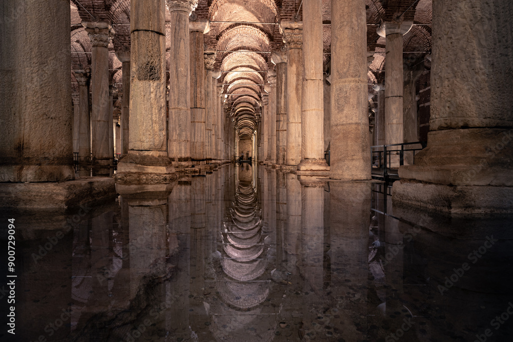 Basilica Cistern ancient Byzantine underground water reservoir with ...