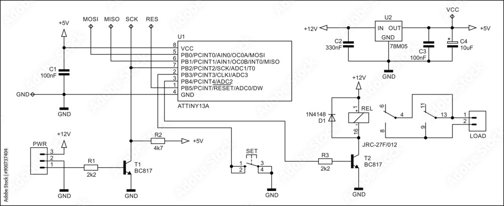 Technical schematic diagram of electronic device. Vector drawing ...