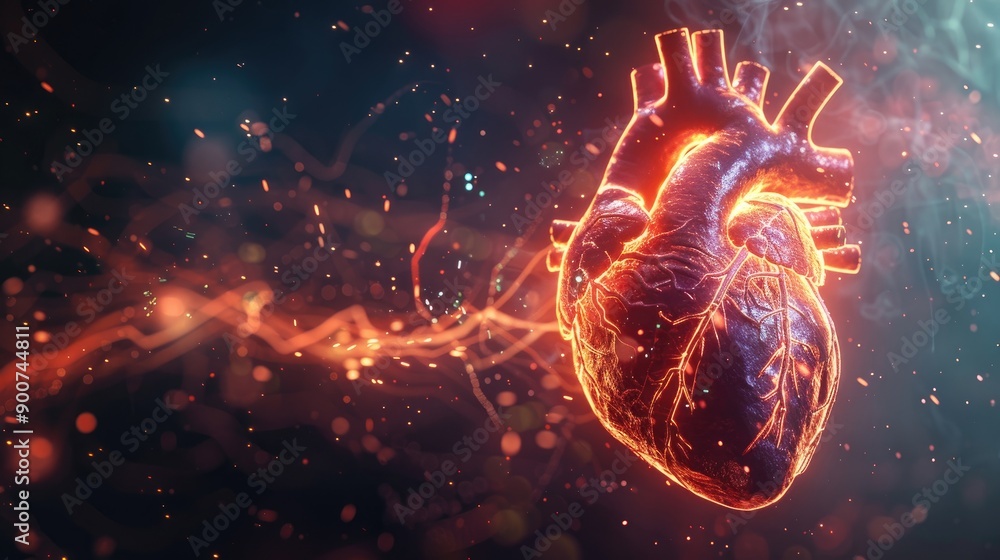 Realistic Depiction of Beating Heart with Electrical Impulses Traveling ...