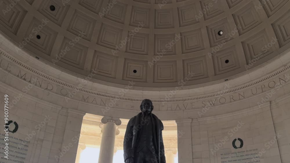 Washington, DC, USA, March 30, 2024: PAN SHOT - The Jefferson Statue ...