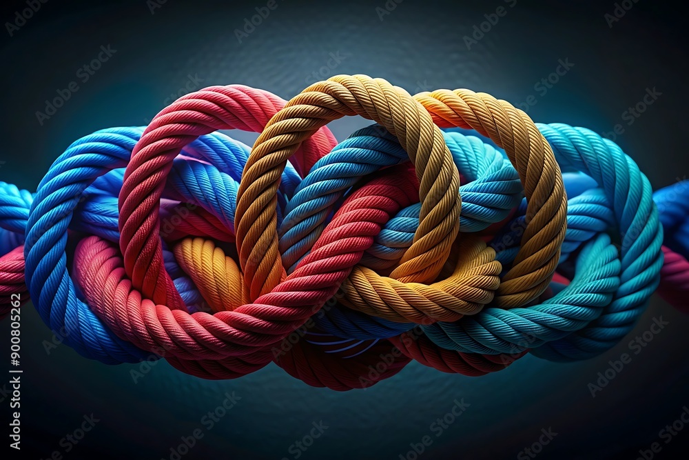Team rope diverse strength connect partnership together teamwork unity ...