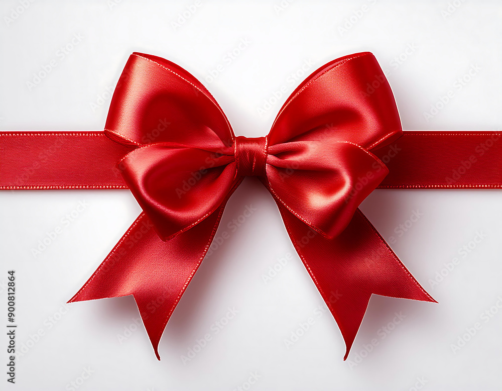 Firefly Red Ribbon and Bow- A red ribbon with a bow isolated against a ...