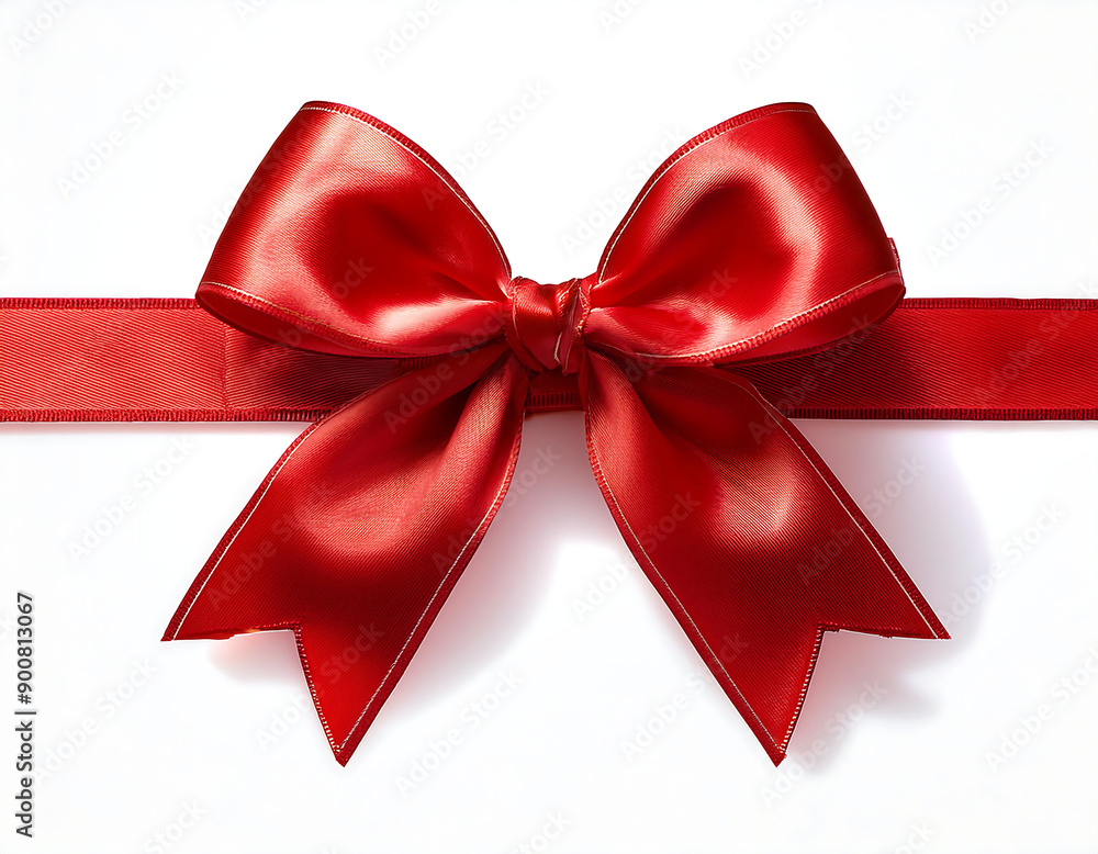 Firefly Red Ribbon and Bow- A red ribbon with a bow isolated against a ...