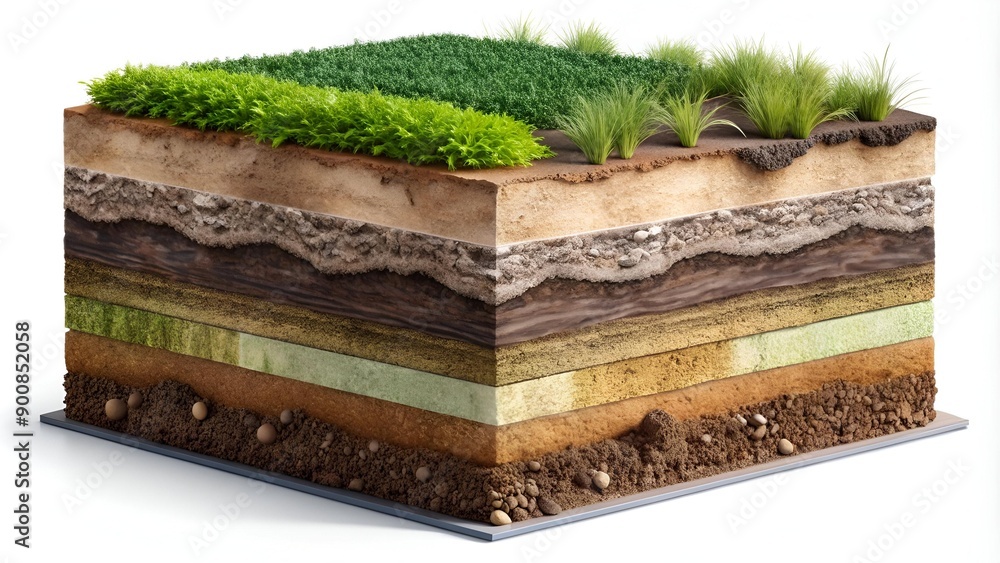Soil layers with geological ground structure and materials outline ...