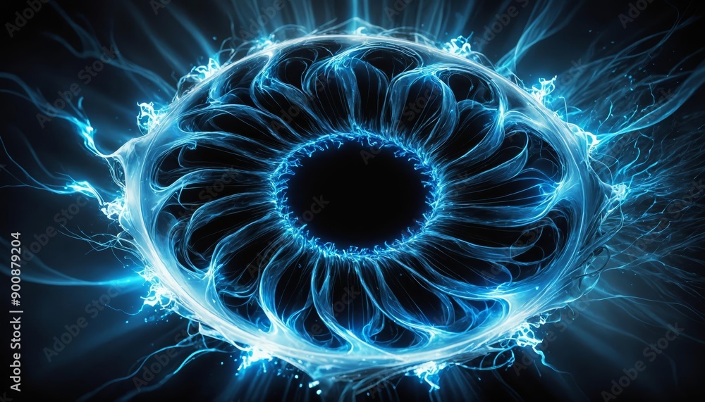 Powerful shockwave of energy with a burst and explosion of glowing ...