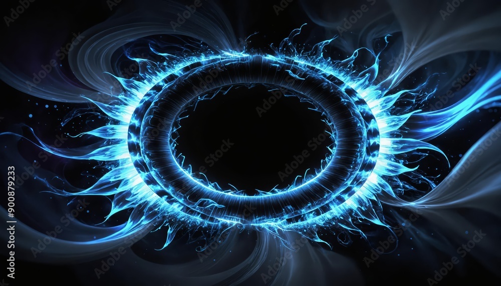 Powerful shockwave of energy with a burst and explosion of glowing ...