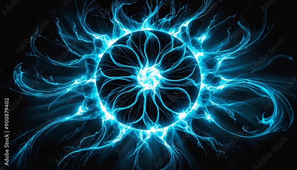 Powerful shockwave of energy with a burst and explosion of glowing ...
