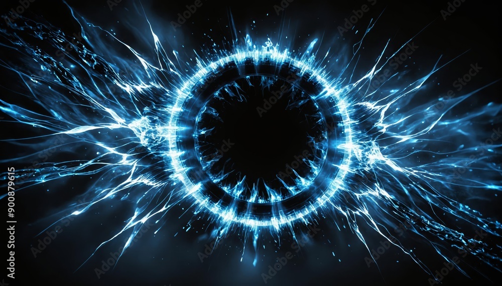 Powerful shockwave of energy with a burst and explosion of glowing ...