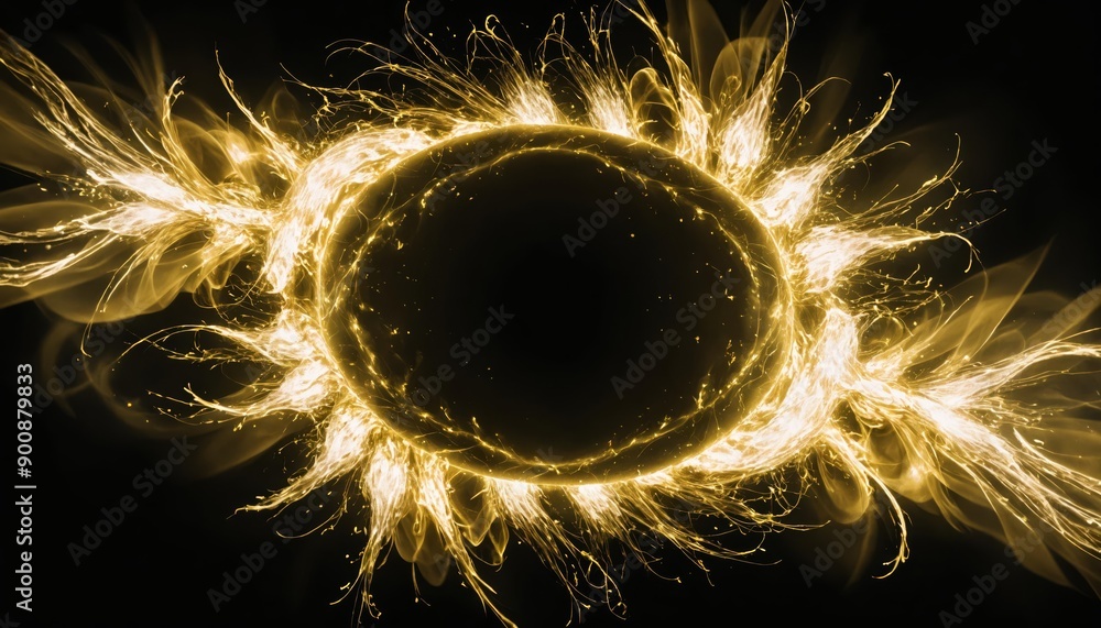 Powerful shockwave of energy with a burst and explosion of glowing ...