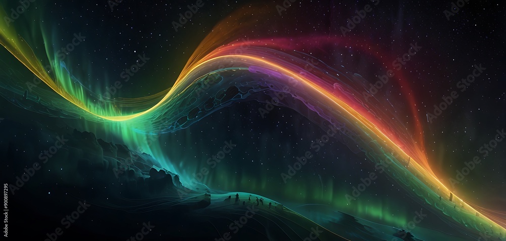 Algorithmic Aurora A mesmerizing aurora of algorithmic symbols and ...