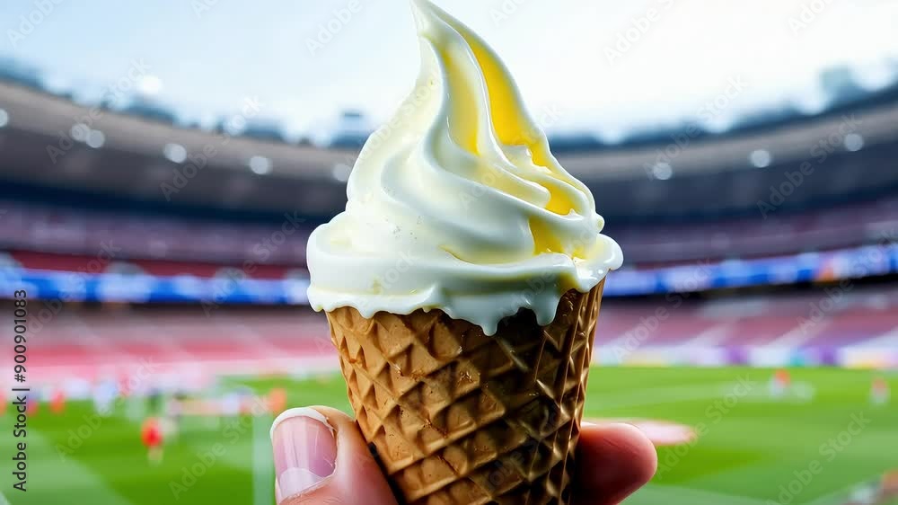 Vanilla Ice Cream Cone at Stadium Event with Ai generated. Stock Video ...