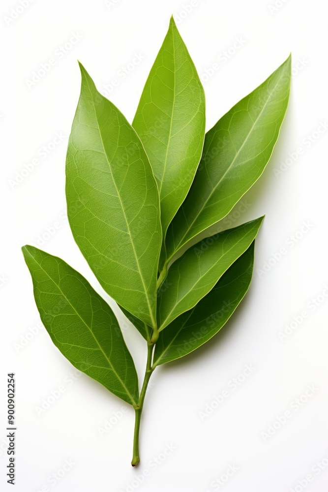 Asian herb mango leaf isolated on white background for botanical and ...