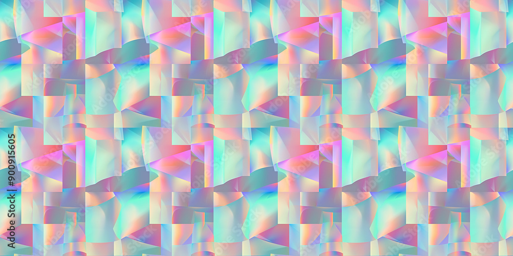 a cubism graphic art of iridescent mirrror place. soft and dreamy color ...