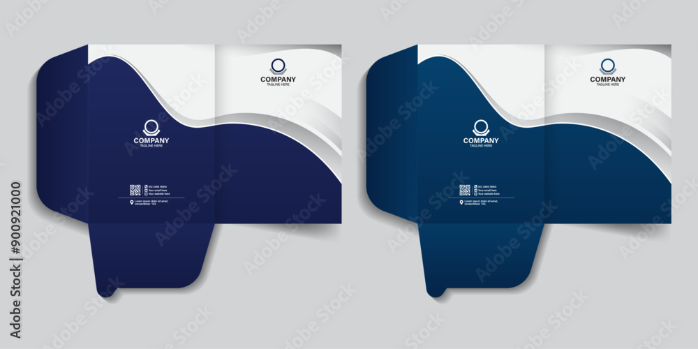 Report cover and file folder design with dark blue gradient color. For ...