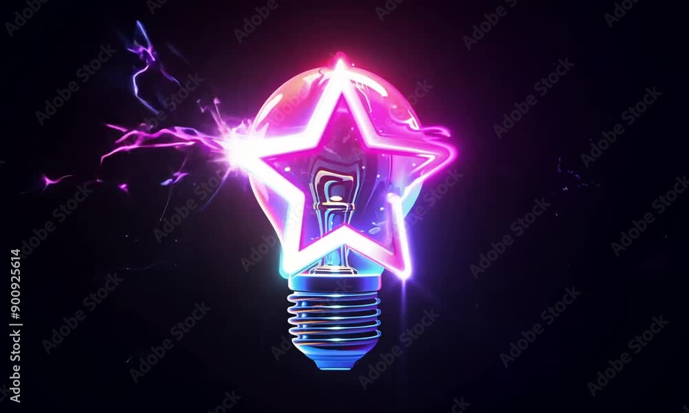 A glowing light bulb filled with colorful liquid, splashing out in ...