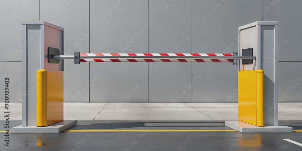 Mechanical barrier rises and descends to control traffic flow AI ...