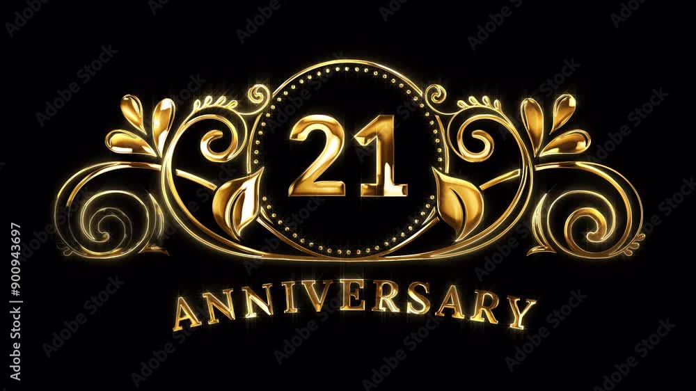 21st Anniversary Celebration. Happy 21 Years Anniversary Animation in ...