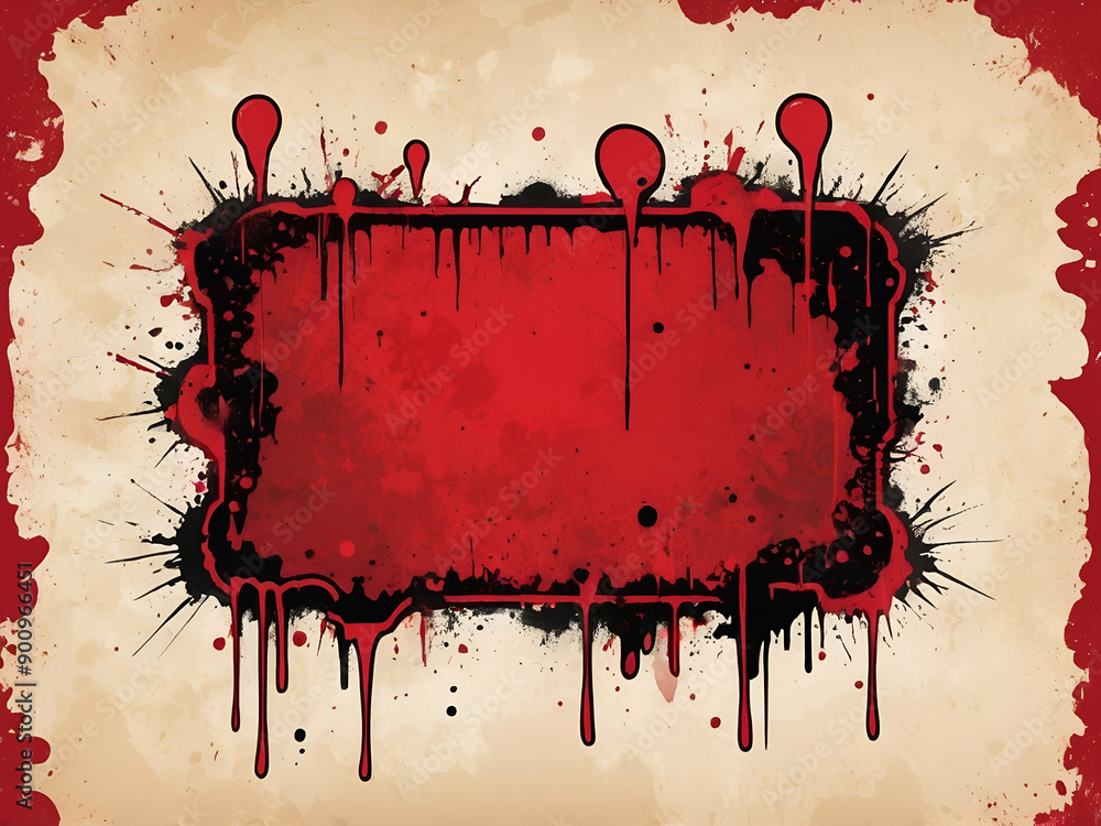 abstract horror banner with red spots and drips on an old paper ...