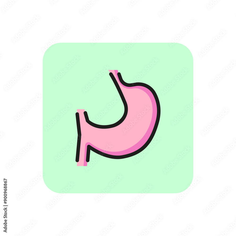 Healthy stomach line icon. Human body, organ, gut. Health care concept ...
