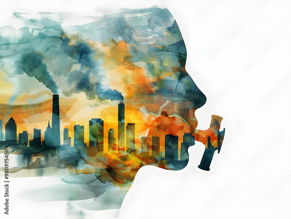 Overlay of pollution and people,ISO 14001 concept and Pollution Control ...