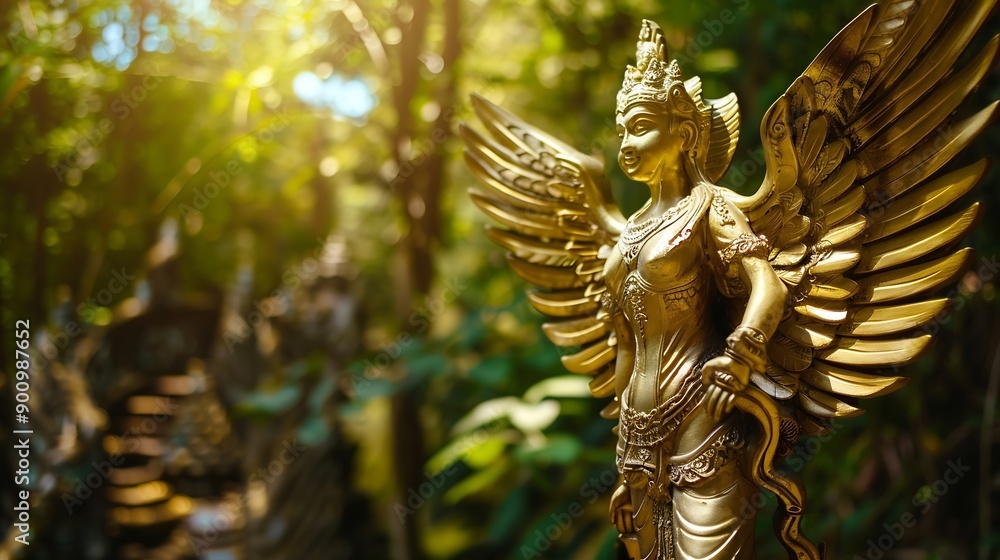 Mythological Creatures Angel Guardian statue at Wat Palad or Wat Pha ...