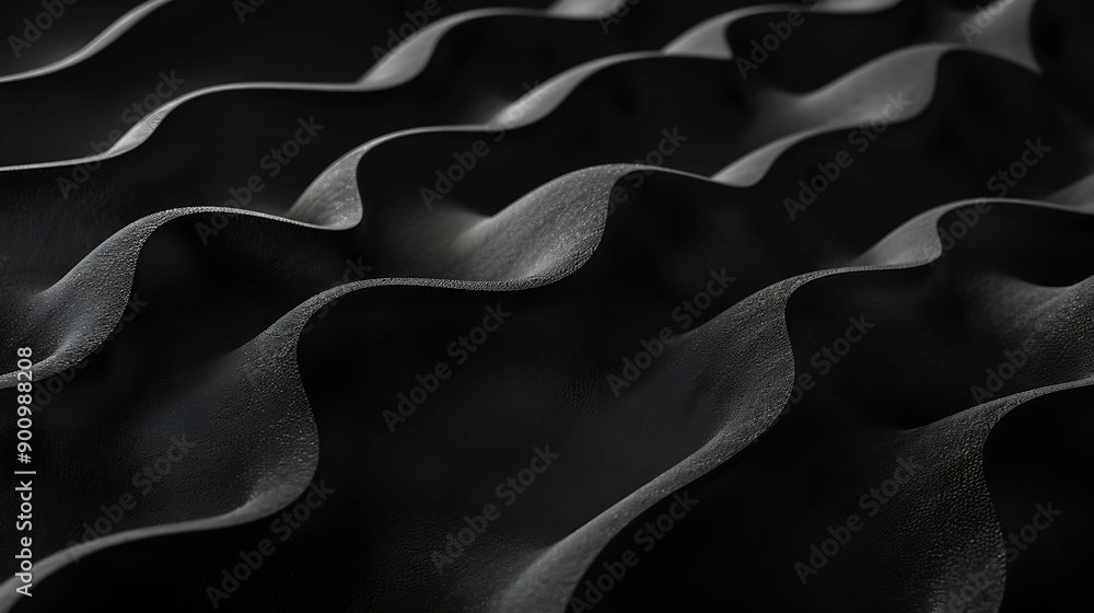 foam sponge material texture background in dark black color with wavy ...