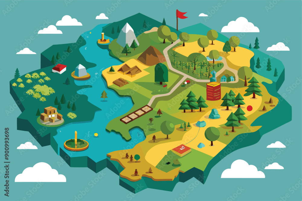 Country Map Highlighting Regions and displaying its regions major ...