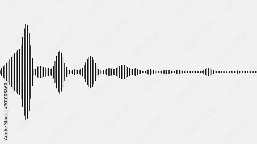 Sound wave animation with black bars on white background, Audio ...