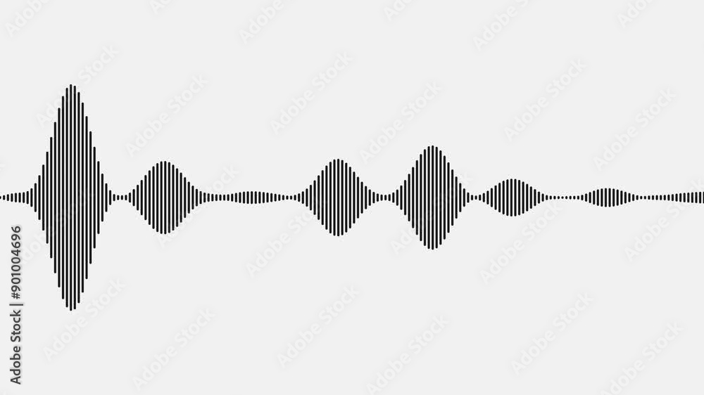 Sound wave animation with black bars on white background, Audio ...