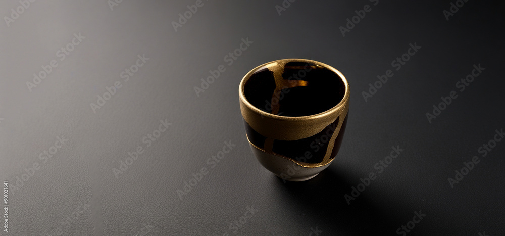 ceramic bowl restored using kintsugi, Traditional Japanese gold fixing ...