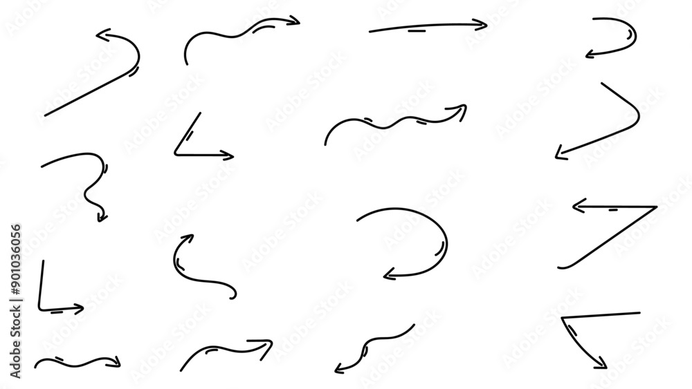 Arrow vector hand drawn sketch icon set. Doodle sketch hand drawn black ...