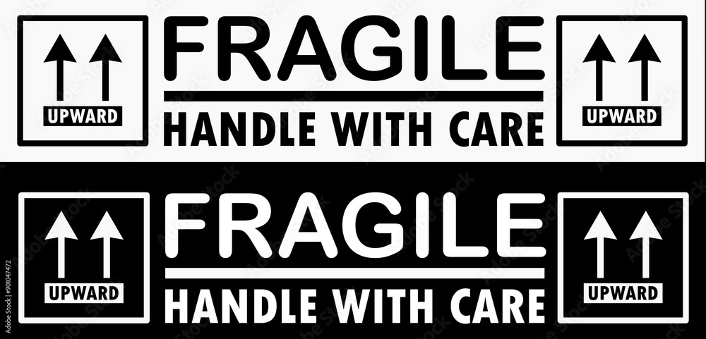 sticker fragile handle with care, Black and white fragile warning label ...