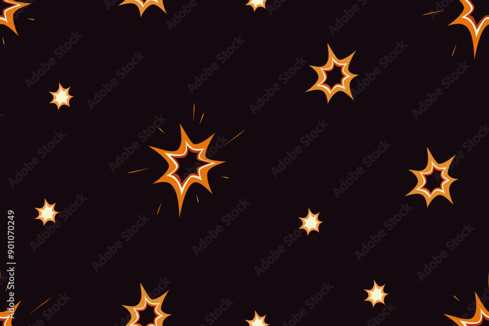 Seamless pattern, bright boom, bang, explosion effects. Endless ...
