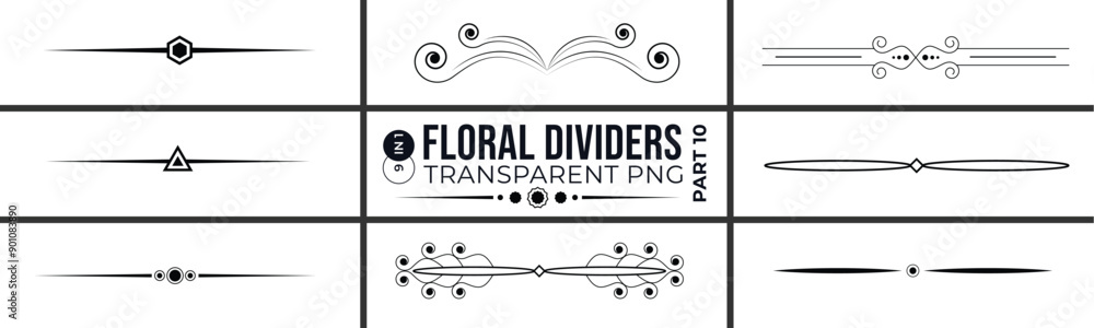 Line dividers. Decorative swirl text separators, vintage divider ...