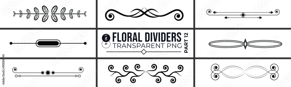 Line dividers. Decorative swirl text separators, vintage divider ...