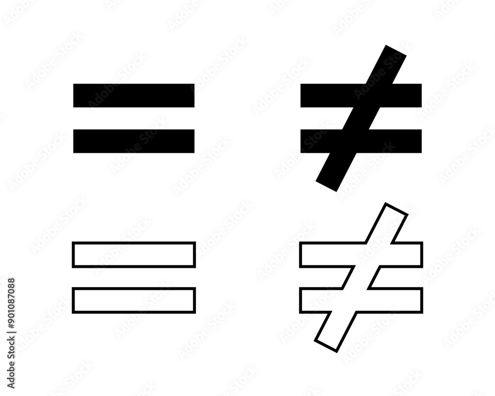 equal and not equal sign set Stock Vector | Adobe Stock