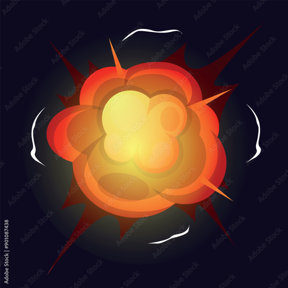 Fire explosion. Flame burst. Weapon boom effect. Bomb detonation ...