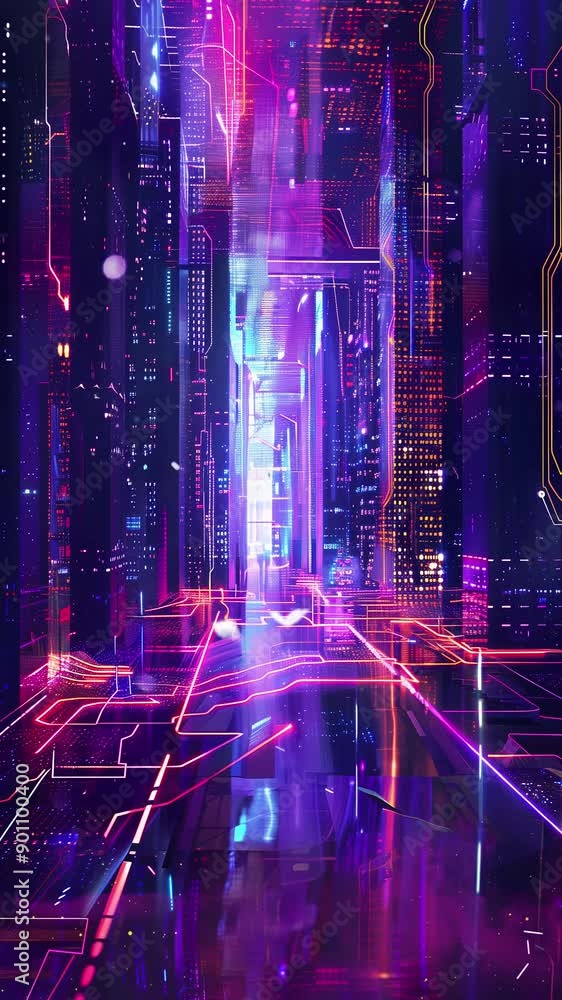 techno background futuristic data streams seamless looping overlay 4k ...