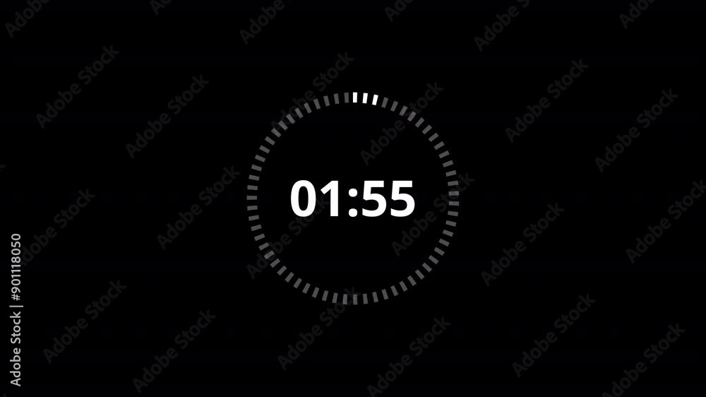 Rounded circle animation of two minutes countdown on transparent ...