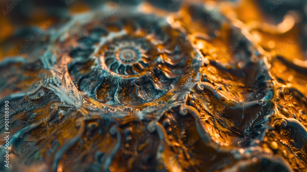 Explore the intricate details of a stunning fossilized ammonite shell ...
