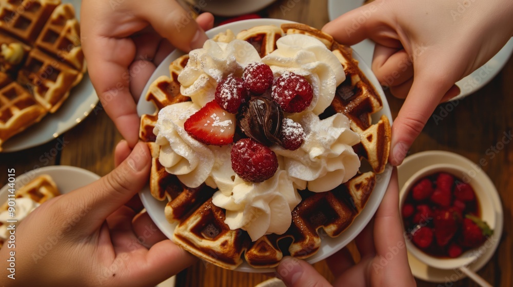 People participating in National Waffle Day on August 24th, enjoying ...