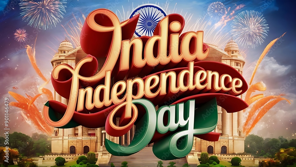 India Independence Day, with Vibrant Colors and 3d, Text, Effect, and ...