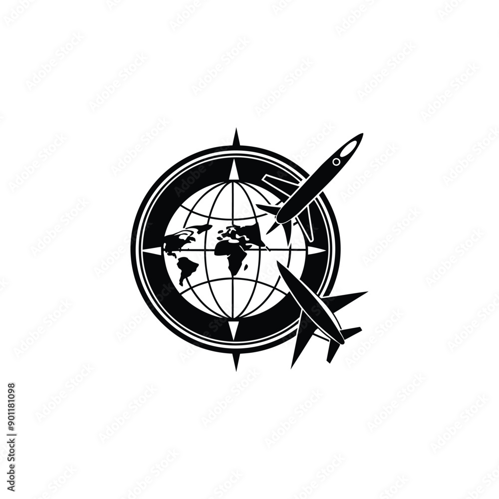 compass and globe compass, icon, north, direction, map, vector, rose ...