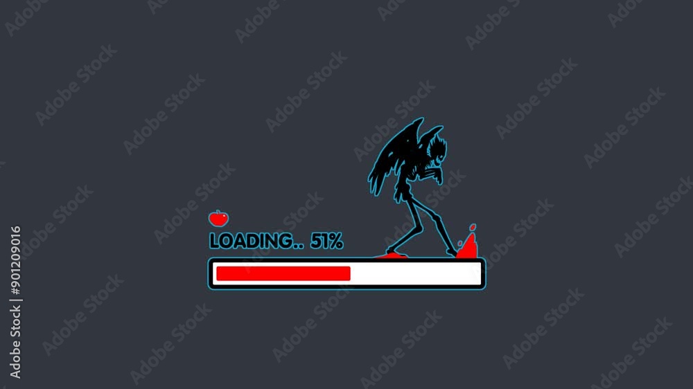 Loading Cartoon Animation Video on Black and Green Screen Background ...