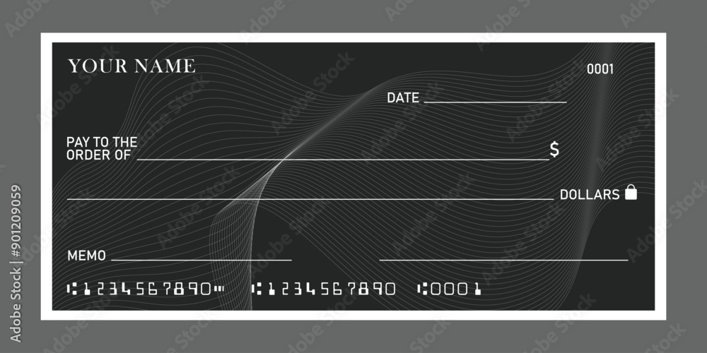 Bank check, vector blank money cheque, checkbook template. Currency ...