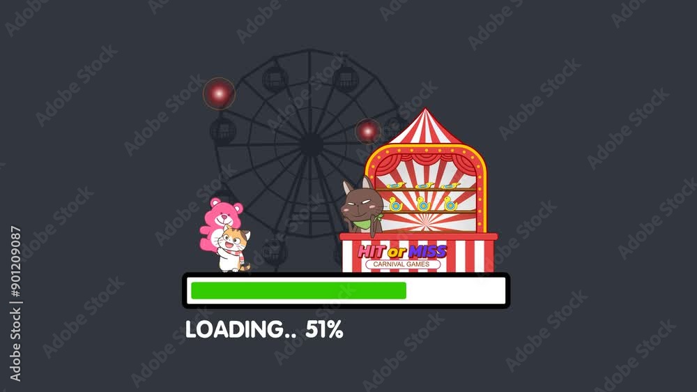 Loading Cartoon Animation Video on Black and Green Screen Background ...