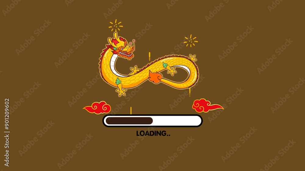 Loading Cartoon Animation Video on Brown and Green Screen Background ...