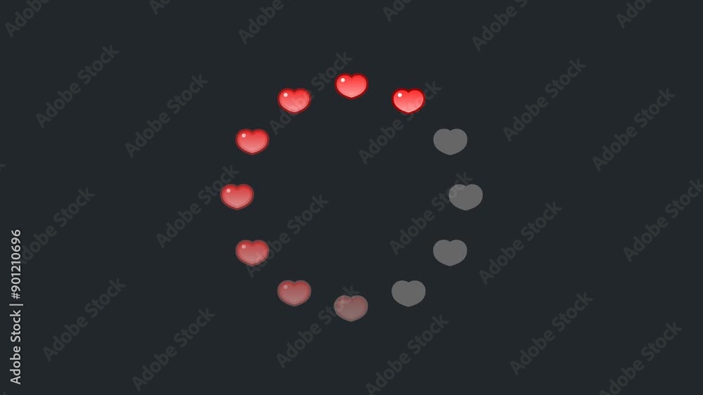 Loading Circle Video with Red Heart. Loading Animation on Black and ...